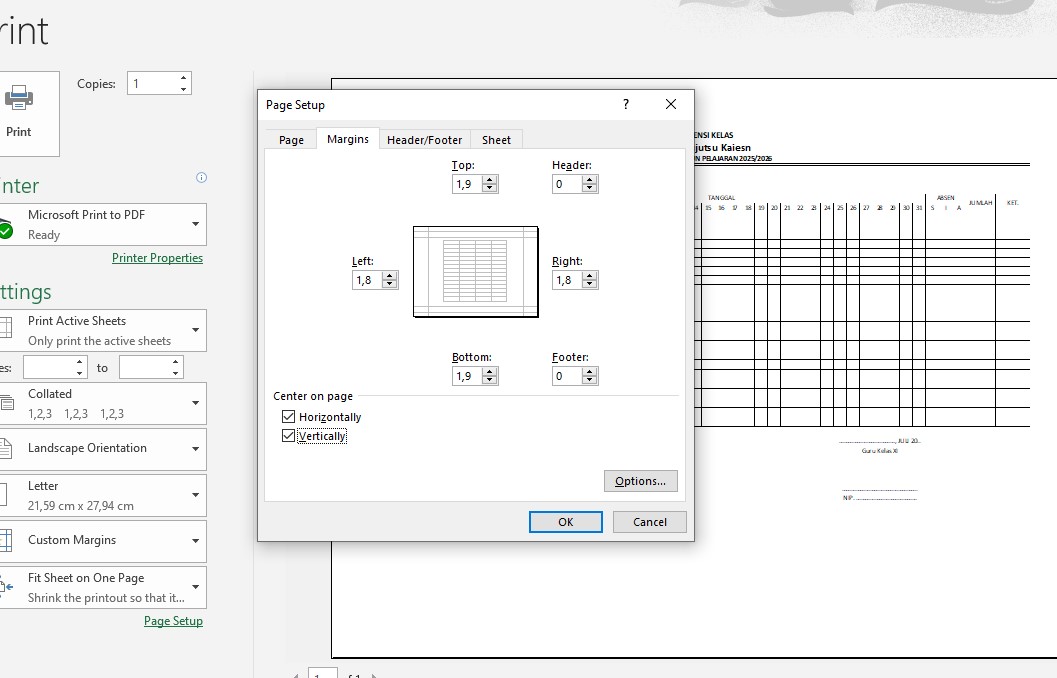 Cara Print Excel Agar Full di Kertas Tidak Terpotong